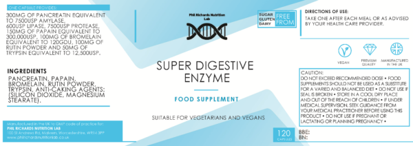 Super Digestive Enzymes (120 Capsules) - Phil Richards Nutrition Lab