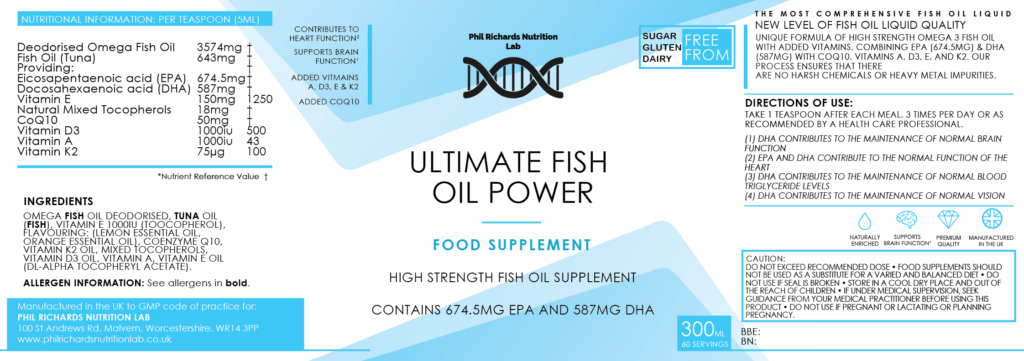 Ultimate Fish Oil Power Liquid 300ml - Phil Richards Nutrition Lab